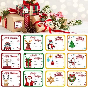 STEFORD Christmas Self Adhesive Gift Labels,120PCS Xmas Name Stickers Tags Labels for Gifts