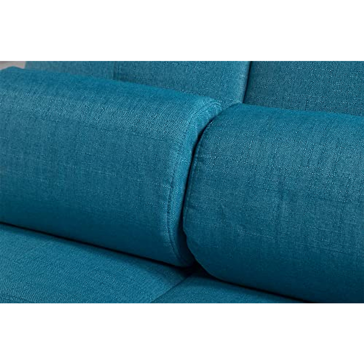 5-Angle Adjustable Futon Sofa Bed Convertible Sofa Recliner Sofa with 2 Armrest Pillows, Sleeper Sofa Modern Polyester Fabric Loveseat Sofa Folding Couch for Small Space (Blue)