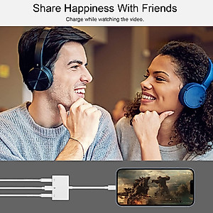 USB C to 3.5mm Headphone Adapter,3 in 1 Dual Headphone Audio Jack Splitter with PD Fast Charging Port for Samsung Galaxy S22 S21 S20 S10 S9,2018 iPad Pro,Google Pixel 4,HTC,Huawei etc (White)