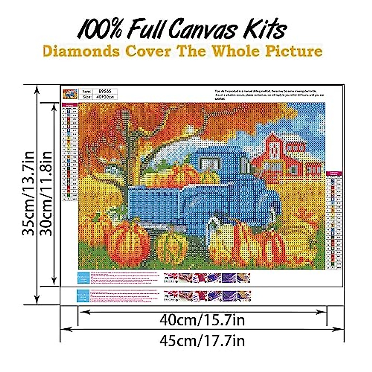 Thanksgiving Fall Diamond Painting Kits for Adults - 6 Pack Fall Pumpkin Truck Gnome Diamond Art Kits 5D Paintings with Diamond Dots Full Drill Round Gem Art,for DIY Gift and Home Decor12x16inch