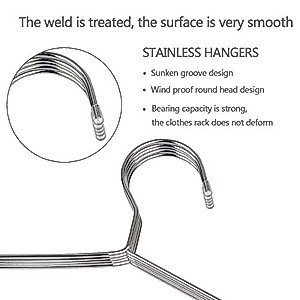 OIKA Clothes Hangers 40 Pack Pants Hangers Stainless Steel Strong Metal Hangers 16.5 Inch for Heavy Duty Coat Hanger