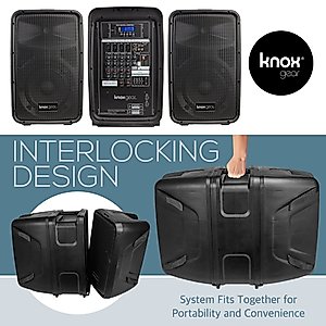 Knox Gear Dual Speaker and Mixer Set–Portable 8” 300 Watt DJ PA System with Wired Microphone & Tripod Stands, Amplifier, Bluetooth, USB, SD, 1/4” Line RCA, XLR Inputs, Ideal for a party or event