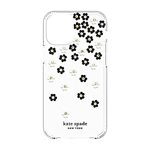 kate spade new york Protective Hardshell Case for iPhone 12 Mini - Scattered Flowers Black/White/Gold Gems/Clear/White Bumper