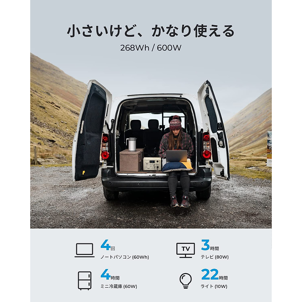 BLUETTI Solar Generator EB3A with PV200 Solar Panel Included, 268Wh Portable Power Station w/ 2 600W (1200W Surge) AC Outlets, LiFePO4 Battery Backup for Outdoor Camping, Van/RV Travel, Emergency