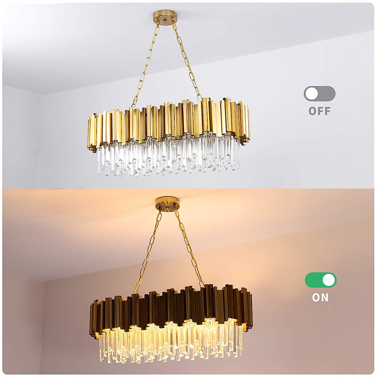 ZIROOPLUS 8 Light Modern Chandeliers Crystal Chandelier Pendant Lights Fixture for Dining Room, Bathroom, Bedroom, Living Room, Pool Table Light E12 Bulb Required