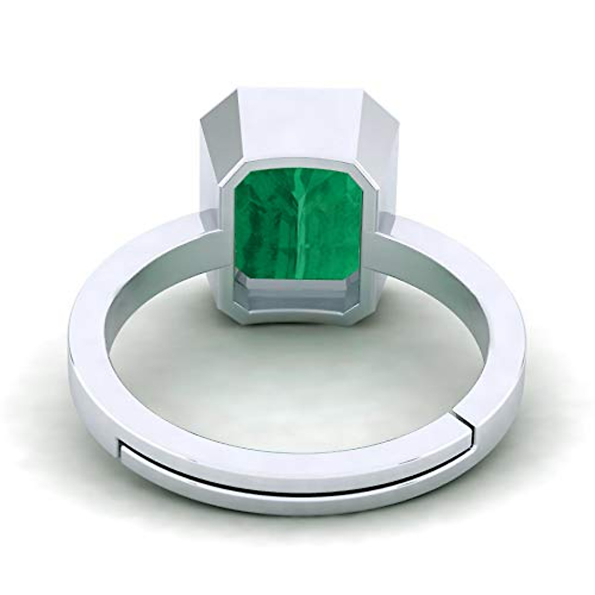LMDPRAJAPATIS 5.50 Carat Original Emeald Panna 925 Silver Ring/Emeald Square Cut Gemstone ring