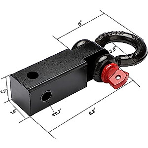 BETOOLL HW9113 2-Inch Shackle Tow Hitch Receiver Compatible with Jeep Wrangler and All Chevy/GMC, Ford, Dodge, Nissan, Toyota Truck 2" Receivers
