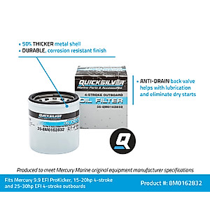 Quicksilver by Mercury Marine 8M0162832 Oil Filter for Select Mercury 9.9-30hp Outboards