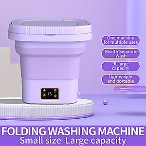 9L Large Capacity Small Portable Washing Machine, Mini Washer and Dryer Combo Deep Cleaning for Underwear, Baby Clothes, or Small Items Folding Washing Machine for Apartment Dorm RV and Travel