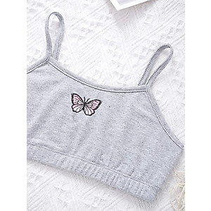 Moggemol Girls 2 Piece Dance Sports Outfits Butterfly Print Cami Crop Tops and Sweatpants Tracksuit Jogger Set Grey 10 Years