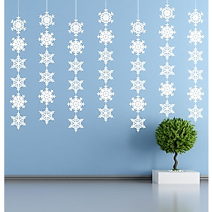 jollylife 12PCS Snowflake Garland Winter Party Wonderland Birthday Decorations - Christmas Snow Flake Streamers Strings Hanging Decor