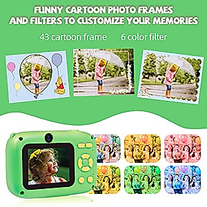 seanme Kids Selfie Camera with 32GB Card, 40MP & 1080P HD Kids Digital Camera Toys for 3-8 Year olds, Birthday & Christmas Gifts for 3 4 5 6 7 8 9 10 Year Old Boys (Green)