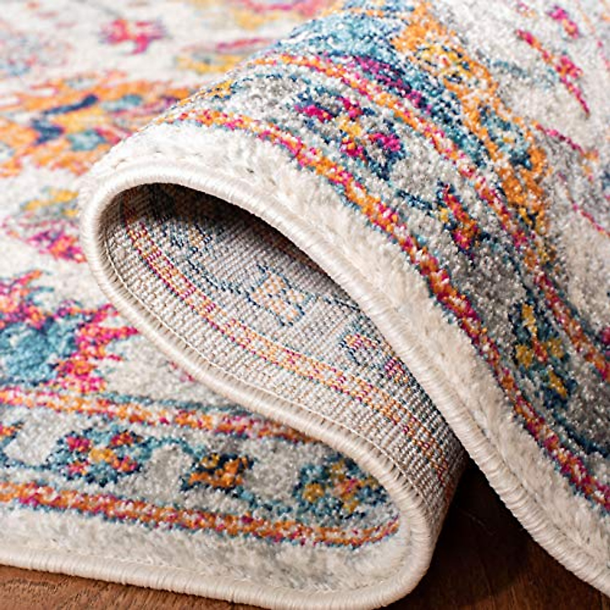 SAFAVIEH Evoke Collection 4' x 6' Cream / Orange EVK255B Boho Non-Shedding Living Room Bedroom Accent Rug