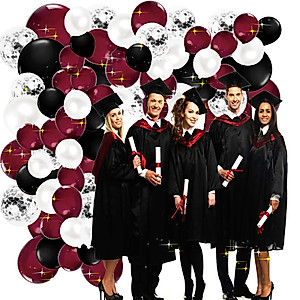 Graduation Decorations Maroon Black 2024/Burgundy Black Graduation Party Decorations 2024 Burgundy Black Balloons 114Pcs Burgundy White Black Balloon Maroon Birthday Wedding