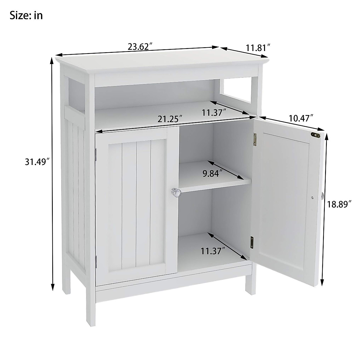 FRANSOUL Bathroom Floor Practical Storage Cabinet with a Double Shutter Door and Shelf for Kitchen, Entrance Area, Living Room, Include Ample Space,Easy to Assemble,White