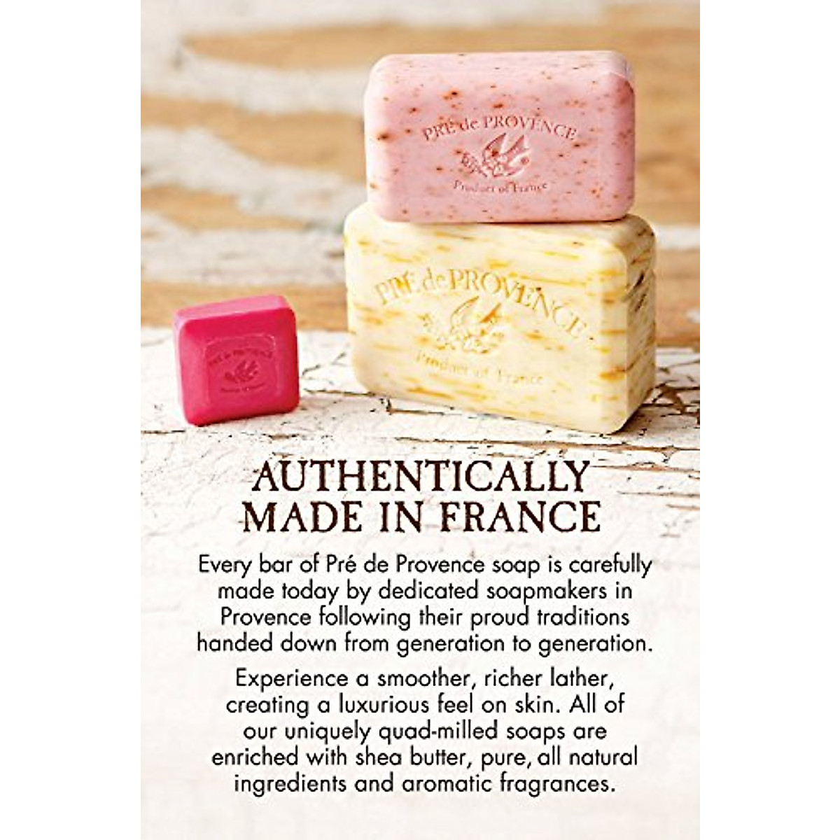 Pre de Provence Artisanal Soap Bar, Enriched with Organic Shea Butter, Natural French Skincare, Quad Milled for Rich Smooth Lather, Lavender, 8.8 Ounce