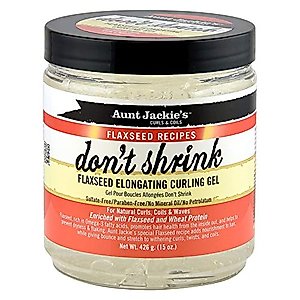 Aunt Jackie's Flaxseed Recipes Don't Shrink Elongating Hair Curling Gel for Natural Curls, Coils and Waves, Helps Prevent Dryness and Flaking, 15 oz