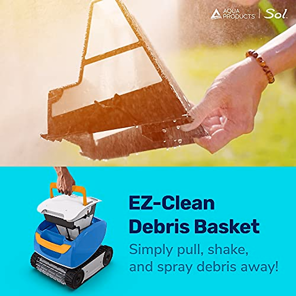 Aqua Products Sol Robotic Pool Cleaner, Automatic Vacuum for Inground Pools up to 36ft, 50ft Cable Length, Wall Climbing Vac w/Strong Suction & Easy to Clean Debris Basket
