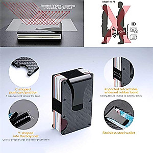 Lywencom Carbon Fiber Wallet,RFID blocking anti-theft card ultra thin cash credit holder black,metal money clip lightweight high classic portable durability (Black)