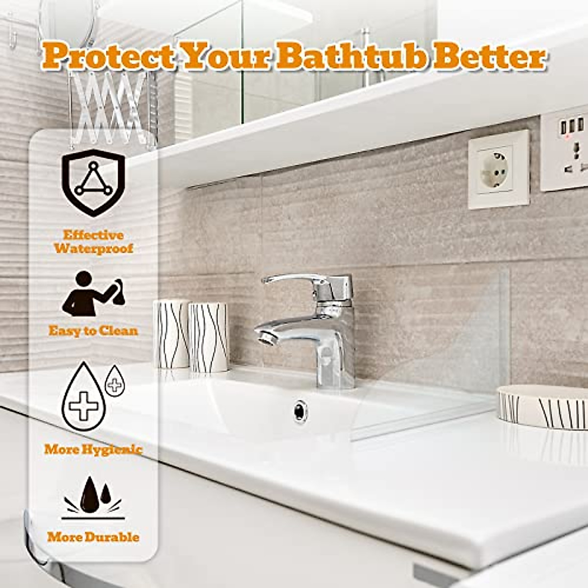 Honitra 2Pcs Shower Splash Guard, Self- Adhesive Transparent Shower Water Guard, Bath Corner Water Splash Guard to Keep Water in Shower, Tub Splash Guard