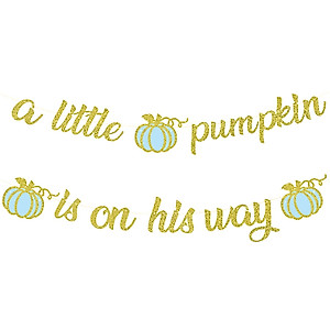 A Little Pumpkin is On His Way Banner,Little Pumpkin Banner,Little Pumpkin Baby Shower Decorations Boy,Pumpkin First Birthday Boy,Fall Baby Shower Decorations for Boy