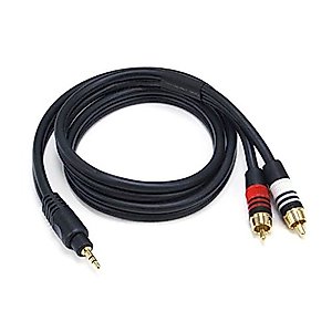 Monoprice Audio Cable - 3 Feet - Black | Premium Stereo Male to 2 RCA Male 22AWG, Gold Plated