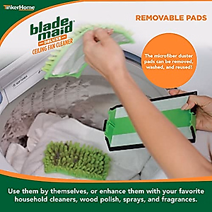 Blade Maid Deluxe Ceiling Fan Cleaner- Cleaning Tool with 6 Foot Extendable Pole, Cleaning Head, Reusable Fiber Duster, & Flexible Dusting Brush
