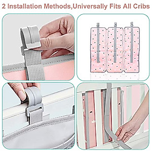 NGORAY Hanging Baby Diaper Caddy Organizers for Crib - 3-in-1 Diaper Stacker for Changing Table Nursery Organization Storage Holder for Baby Essentials Attachment Portable Combining Clothing (Pink)