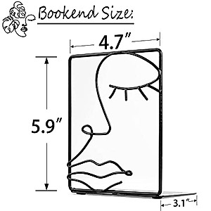 Book Ends Bookends for Shelves - Decorative Simple Design Bookends Non Skid Book Stoppers for Heavy Books CDs, Metal