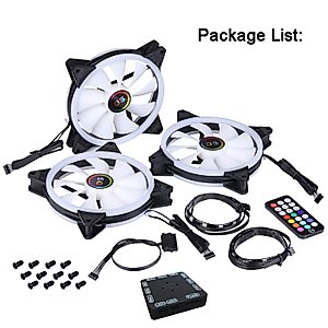 DS 140MM LED Fans with Controller for PC Cases, Addressable RGB Fans for Computer Case, CPU Coolers, Radiators System (3Pack RGB Fans, 2Pack PC LED Strips, 4th GEN Hub Box, A Series)