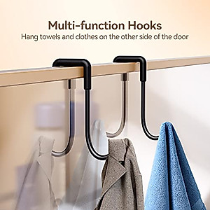 Gaseawolf Shower Caddy Over Shower Door, Shower Hanging Organizer, No Drilling Over the Door Shower Storage Caddy with 2-Tier Rack and Hooks, Holds Body Wash, Shampoo, Soap, Razor, Towel