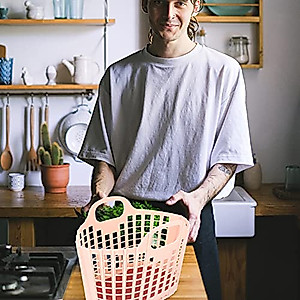 UPKOCH Shower Basket 2pcs Multi- function Shower Basket Collapsible Desktop Plastic Handheld Baskets Shopping Storage with for Laundry Home Foldable Portable Design Grocery Fruits Pink