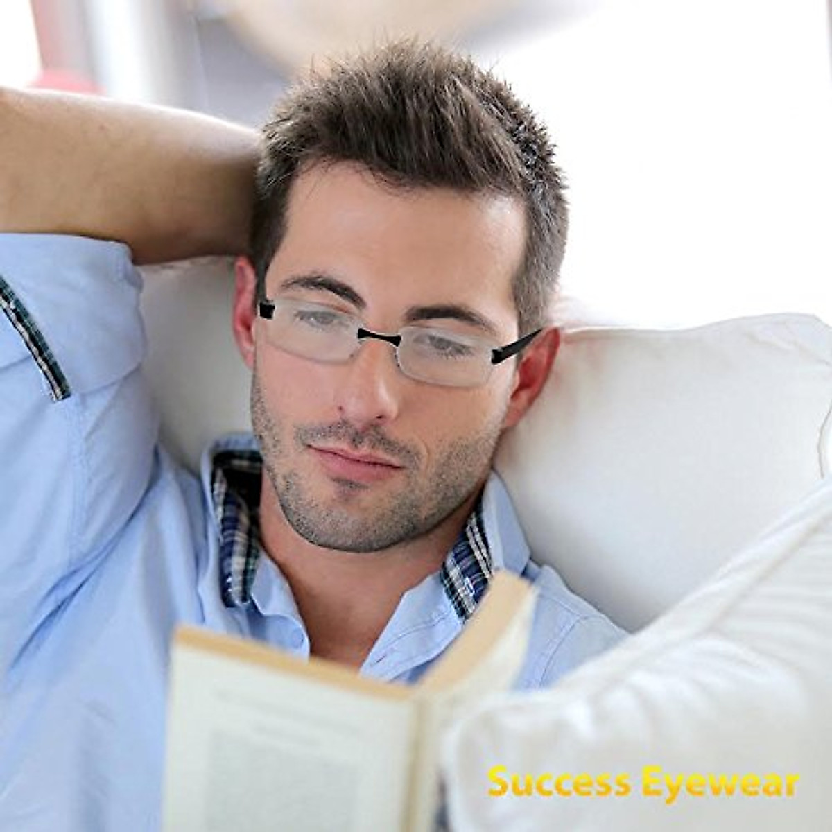 Success Eyewear Reading Glasses Set of 2 Rimless Ultra Lightweight Comfort Glasses for Reading for Men and Women Set of Black and Grey Matte 2.75