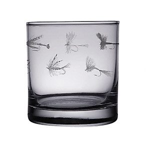HullSpeed Designs Fly Fishing Engraved Rocks & Whiskey Glasses - Gift for Fisherman (Set of 2)