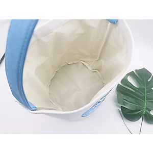 2 Pack Easter Basket for Kids Easter Bunny Basket Egg Bags Canvas Cotton and Eggs Hunt Bag Bunny Canvas Tote Easter Decorations Eggs Candy and Gifts Carry Bucket