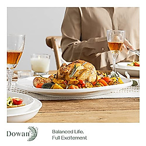 DOWAN Large Serving Platter, 16"/14"/12" Turkey Platters for Entertaining Thanksgivng Party, White Oval Plates Set of 3, Porcelain Serving Dishes for Serving Food, Housewarming Gifts