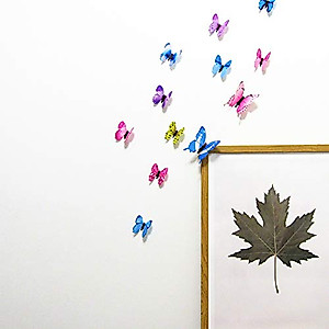 60PCS Butterfly Wall Decals - 3D Butterflies Decor for Wall Removable Mural Stickers Home Decoration Kids Room Bedroom Decor (Blue)