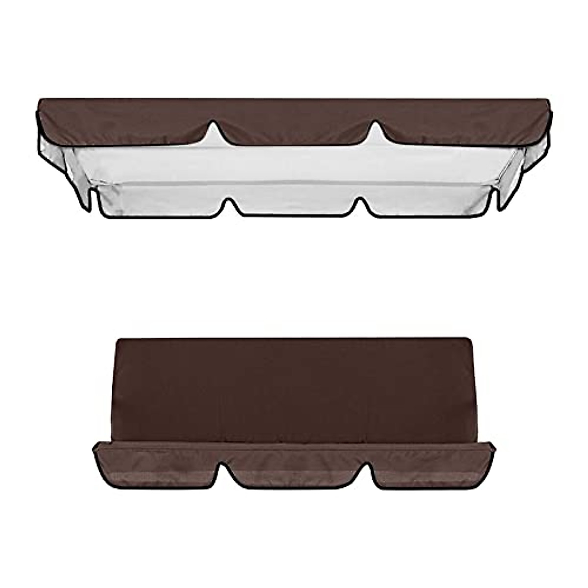 Swing Canopy&Swing Cushion Replacement 3 Seater Sets,Swing Canopy Cover Waterproof Oxford Cloth Garden Patio Outdoor, Garden Swing Seat Replacement Canopy, Double Swing Replacement Canopy (Brown C)