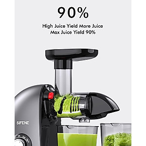 Slow Masticating Juicer Machines, SiFENE Cold Press Juicer for Fruit & Vegetable, 90% Juice Yield Maker Extractor with Soft/Hard Modes, Quiet Motor & Anti-Clog System, Easy to Clean
