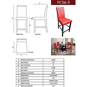 Kings Brand Furniture Counter Parsons Dining Chairs (Set of 2), Red, 24"