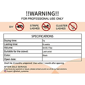 Eyelash Extension Glue FADLASH Extra Strong Lash Glue 5ml 1S Dry Time 8 Weeks Retention Lash Extension Glue Maximum Bonding Power Professional Use Only (Never for DIY/Cluster Lashes)