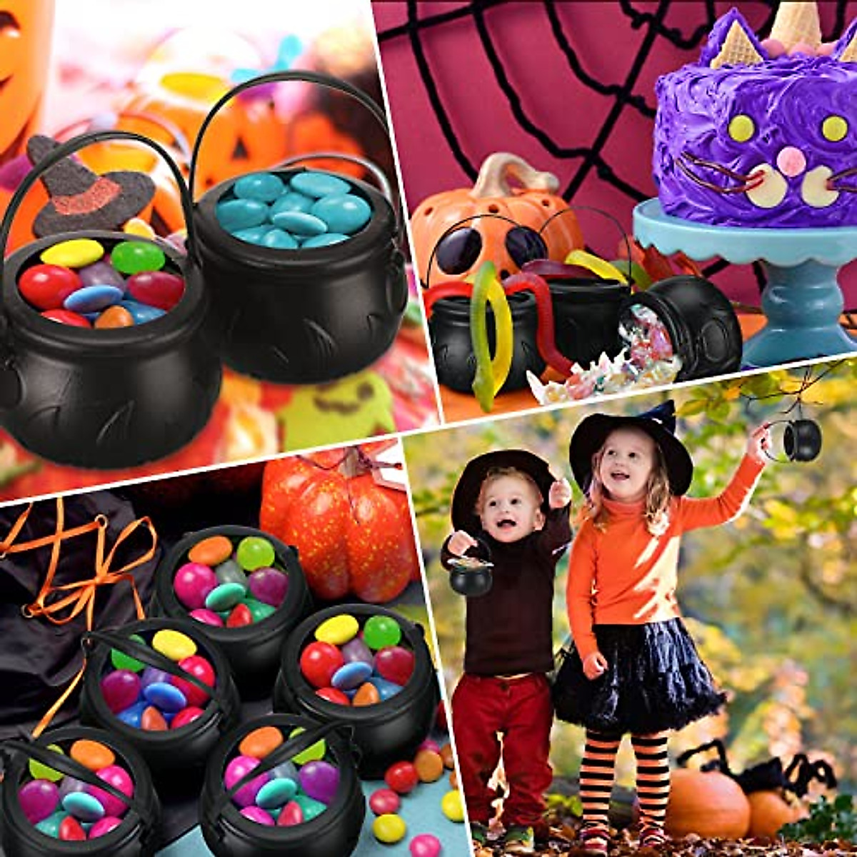 Sosation 19 Pcs Halloween Witches Cauldron Serving Bowls Decor Set 1 Pcs Mini Witches Cauldron Serving Bowls Shelf 9 Pcs Black Candy Bowl Witches Cauldron Serving Bowls and 9 Pcs Mini Black Pothook