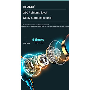 Ningchongfine HiFi Lossless Sound Jack Sports Ceramic Headphones, 360 Degree Surround Sound Wired Headphones, 8 Core Sound HiFi Lossless Sound Earphones, Zero Noise (Ceramic Black)