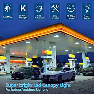 Feazac LED Canopy Light Fixture,45W 5850lm HID/HPS Replacement, 9.5" x 9.5", LED Shop Light, 5700K, AC100-277V, IP65 Waterproof,Canopy Light Outdoor for Gas Station,Warehouse Light (45W-1PACK)