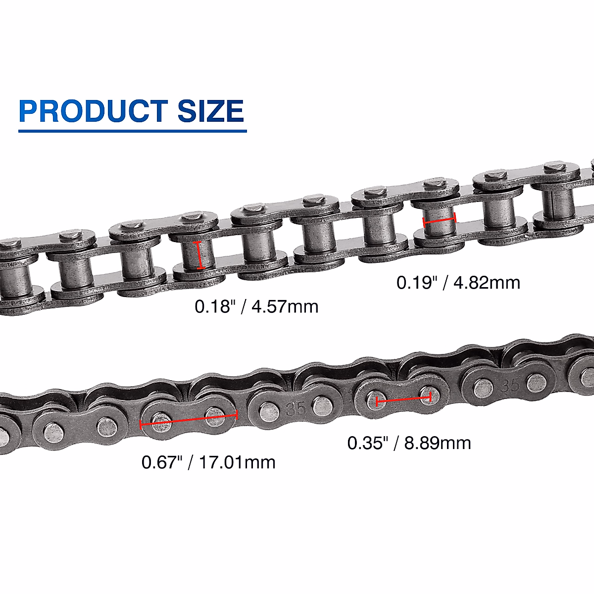 Belleone #35 Roller Chain 10 Feet -320 Links #35 Chain with Chain Breaker & 5 Connecting Links for Go Karts, Motorcycles, Mini Bikes, Bycicles, Other Home and Industrial Machinery