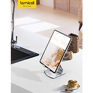Lamicall Tablet Stand, Foldable Holder - Adjustable Tablet Dock, for 4.7" - 13" Tablet, Such as iPad Pro 11/10.5/12.9, Mini, Air, Galaxy Tabs, Kindle, Silver