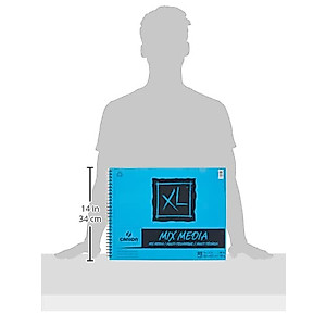 Canson XL Series Mix Paper Pad, Heavyweight, Fine Texture, Heavy Sizing for Wet and Dry Media, Side Wire Bound, 98 Pound, 14 x 17 in, 60 Sheets, 14"X17", 0