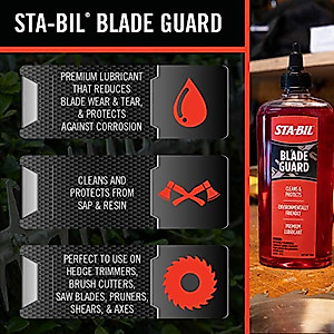 STA-BIL Blade Guard - Premium Blade Lubricant, Helps Maintain Blade Edge, Will Not Harm Plants, Protects Against Rust and Corrosion, Safe for Use On Gas and Electric Equipment, 12oz (22503), Orange
