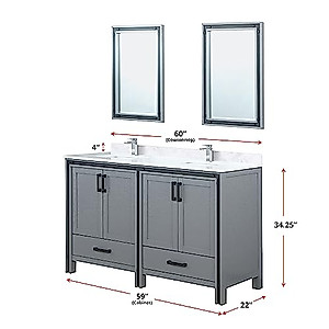 Lexora Ziva 60 in W x 22 in D Dark Grey Double Bath Vanity