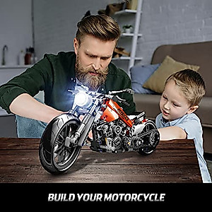 HOGOKIDS Motorcycle Building Block Set - 436 PCS Collectible Motorcycle Display Model, STEM Tech Motorbike Toy Collection Brick Kit, Birthday Gift for Adults Kids Boys Ages 6 7 8 9 10 11 12+ Years Old